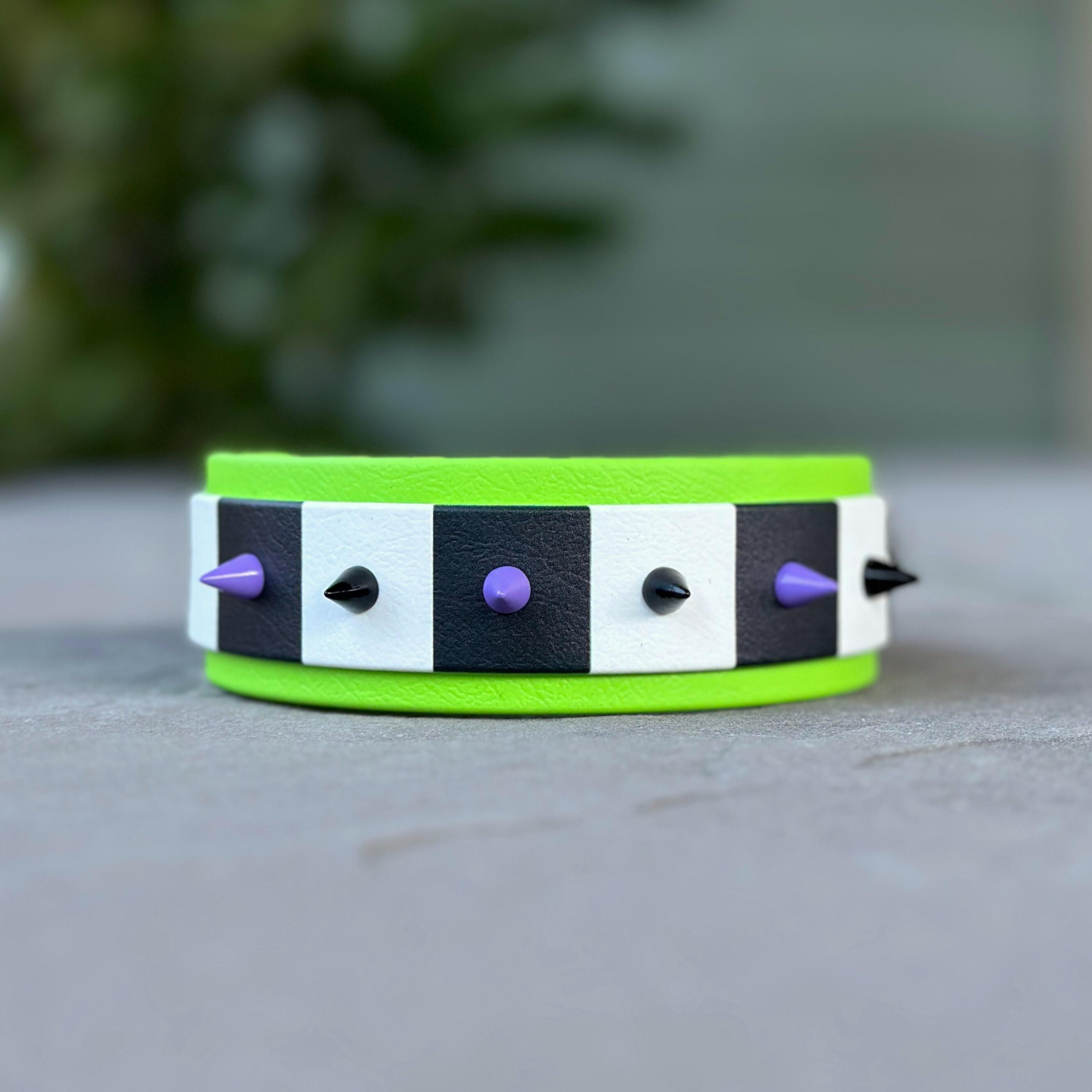 Wide Spiked Sandworm Dog Collar, Custom Waterproof Biothane, Black and ...