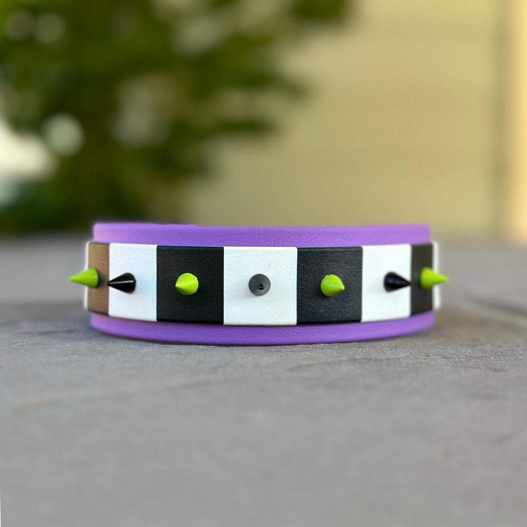 Wide Spiked Sandworm Dog Collar, Custom Waterproof Biothane, Black and ...