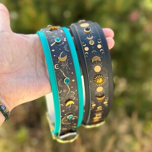Wide Jewelled Moths & Moon Dog Collar, Custom Waterproof Biothane - Etsy