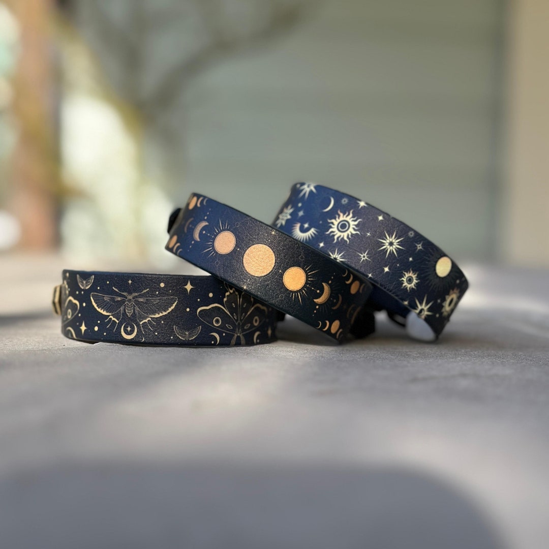 Small Celestial Dog Collars, Custom Waterproof Biothane, Moon Phase - Etsy