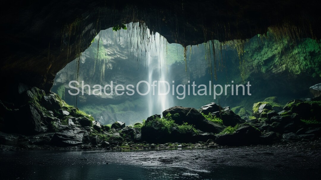 Tropical Cave Waterfall Backdrops - Etsy