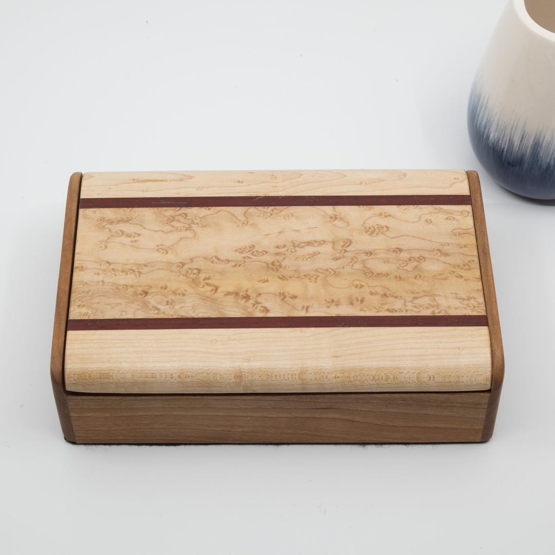 Handmade Cherry Sliding Top Box | Birdseye Maple Keepsake Box - Etsy