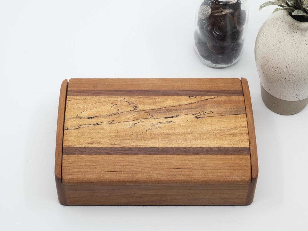 Handmade Cherry Keepsake Box: Walnut & Spalted Maple Lid - Etsy
