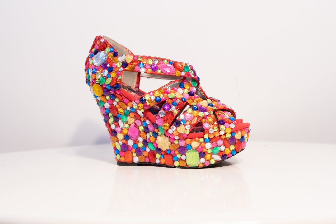Rainbow Bedazzled Wedges - Etsy
