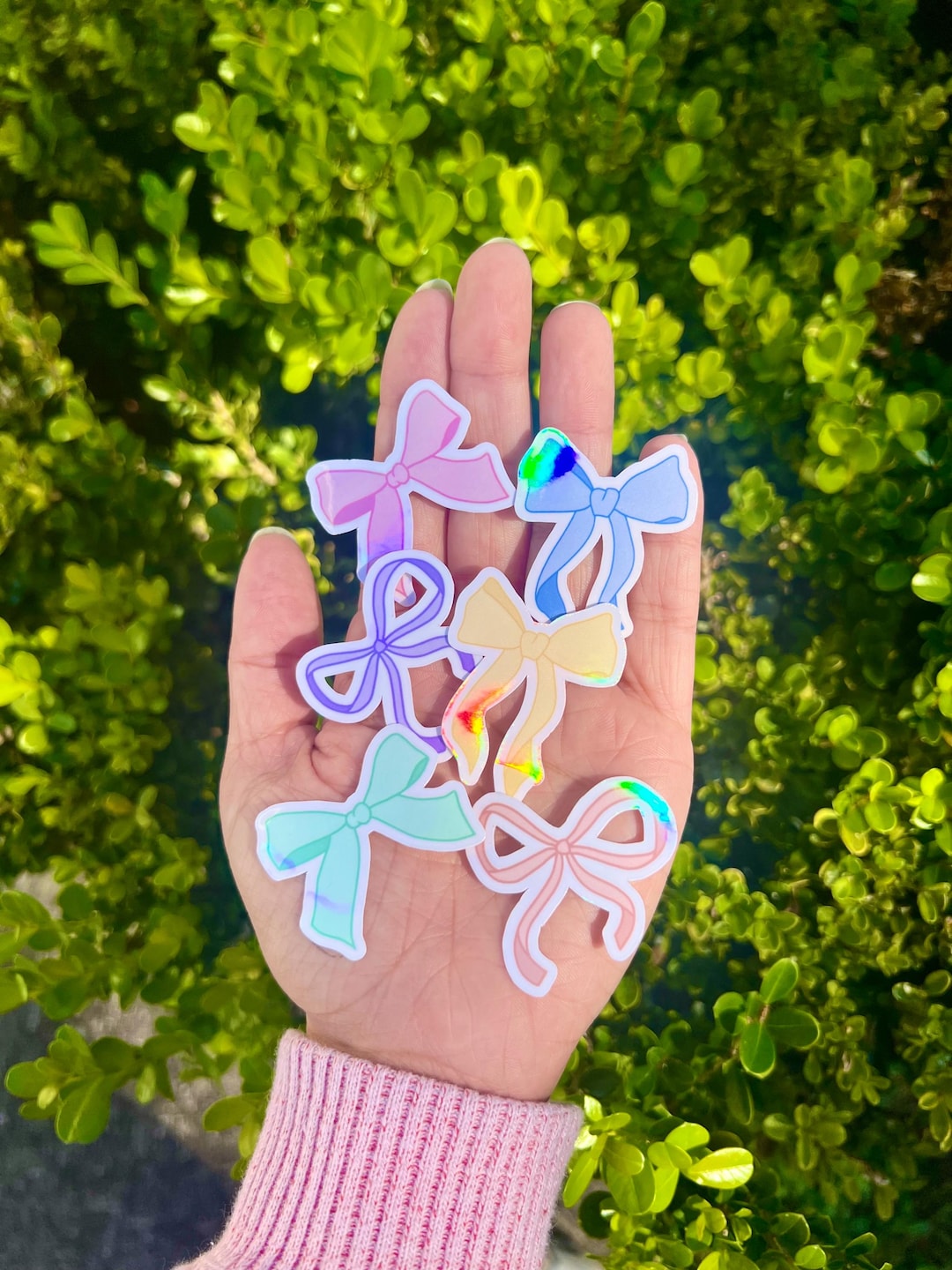 Cute Bow Stickers 6ct | Available in Gloss or Holographic Laminate - Etsy