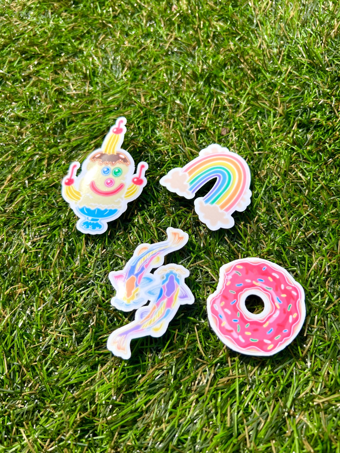 Cute Pastel Stickers 4ct | Rainbow, Koi Fish, Ice Cream, Donut ...