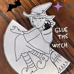 Flying Witch Halloween Activity: Color, Cut, Fold & Glue (printable ...