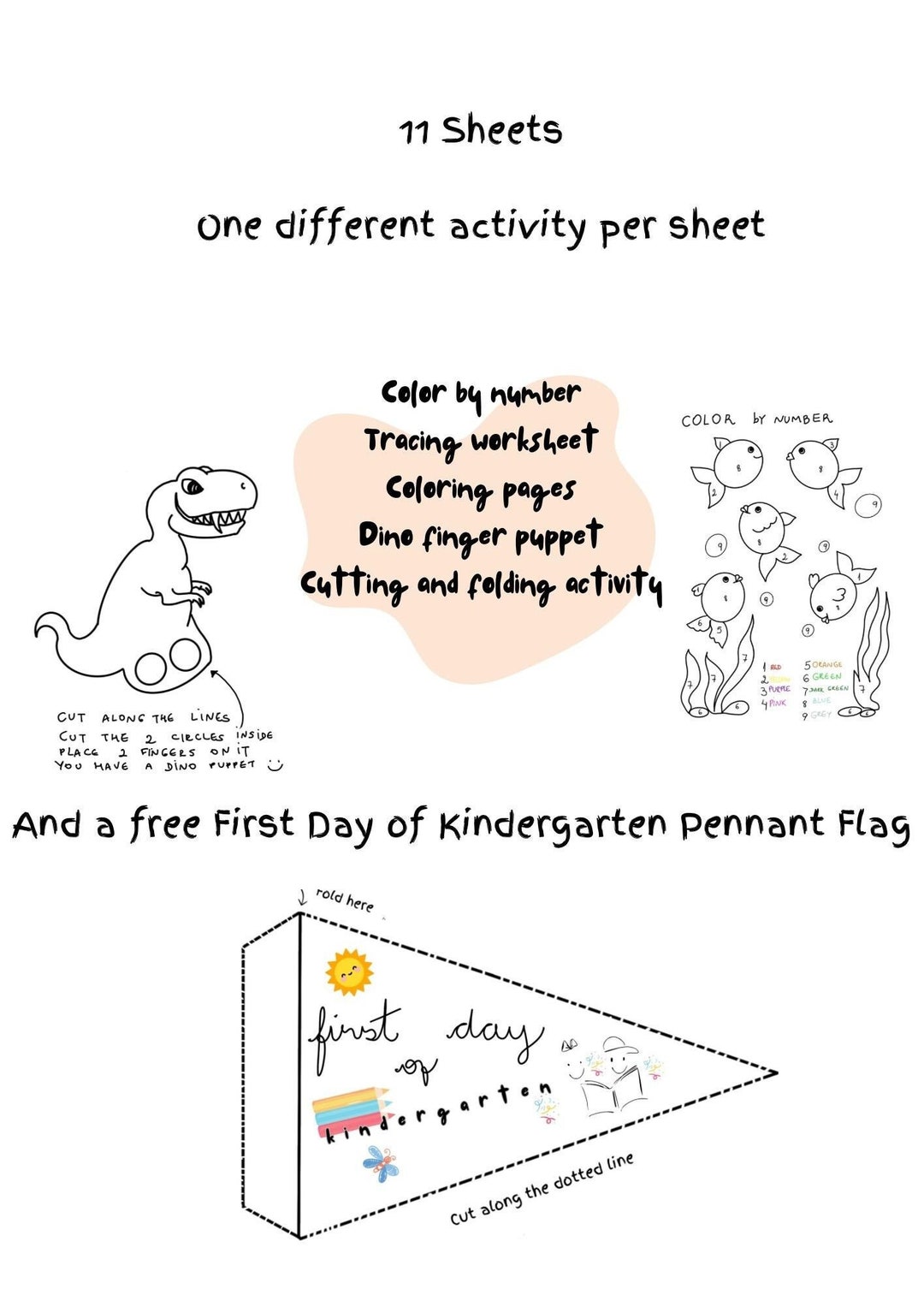 Kindergarten Activity Bundle: Coloring, Tracing, Cutting (printable) - Etsy