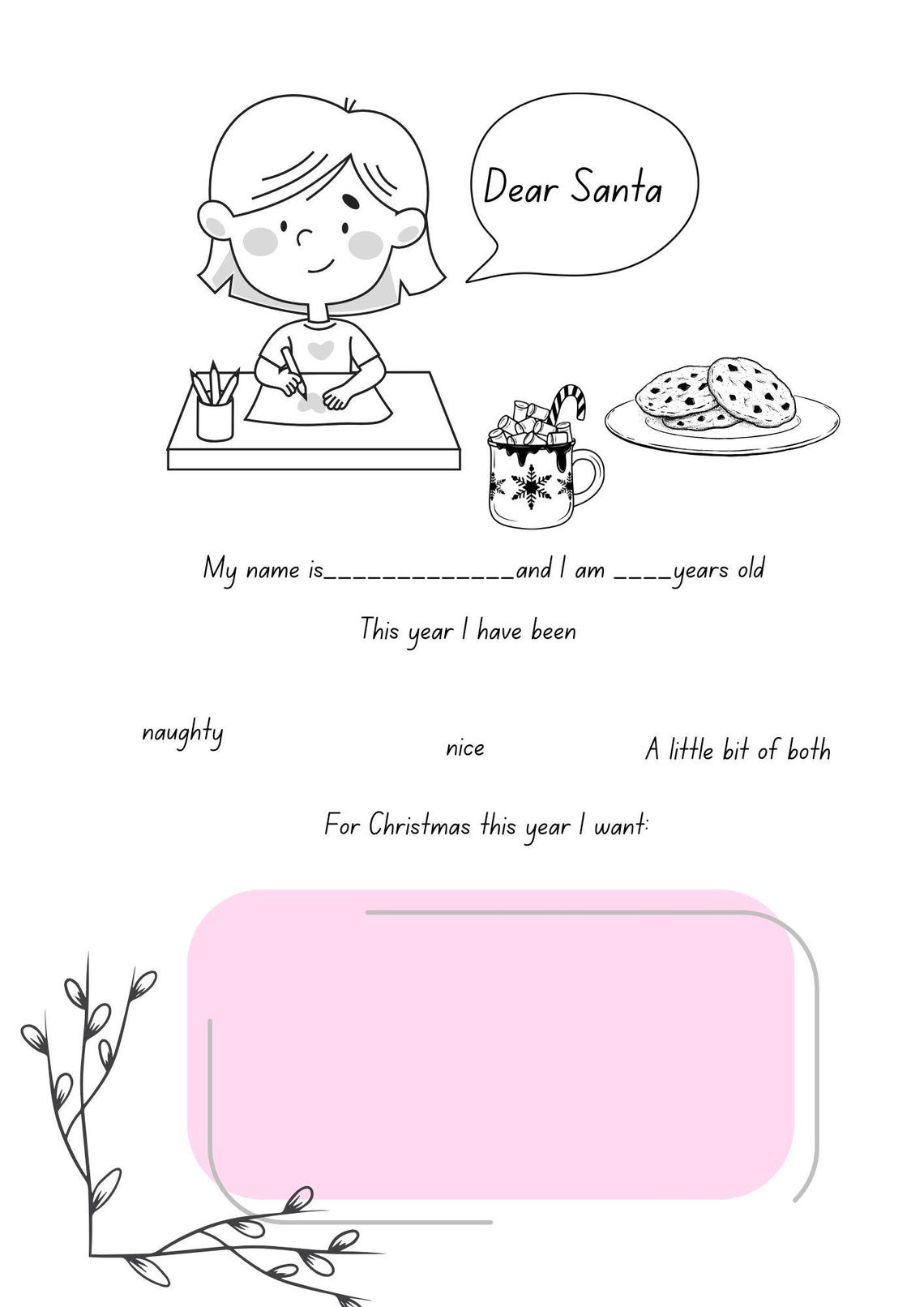 Dear Santa Letter to Santa Claus Christmas Holiday Printable Activity ...