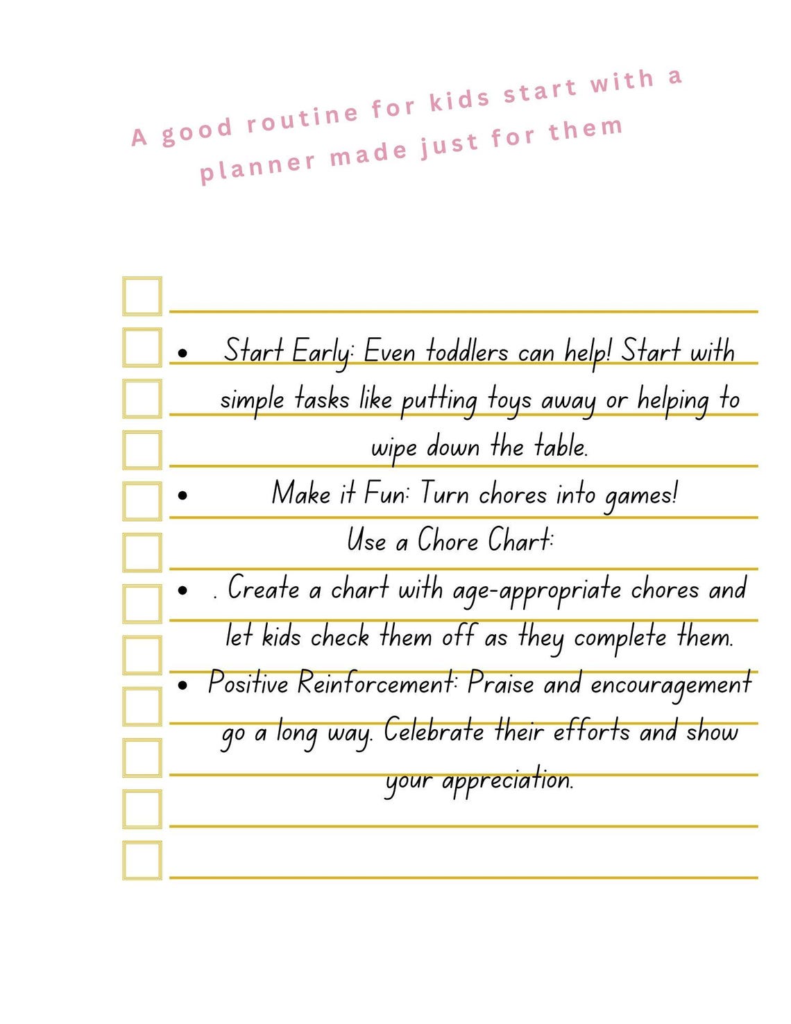Kid's Tidy Bedroom Checklist Planner Chore's Chart Organization ...