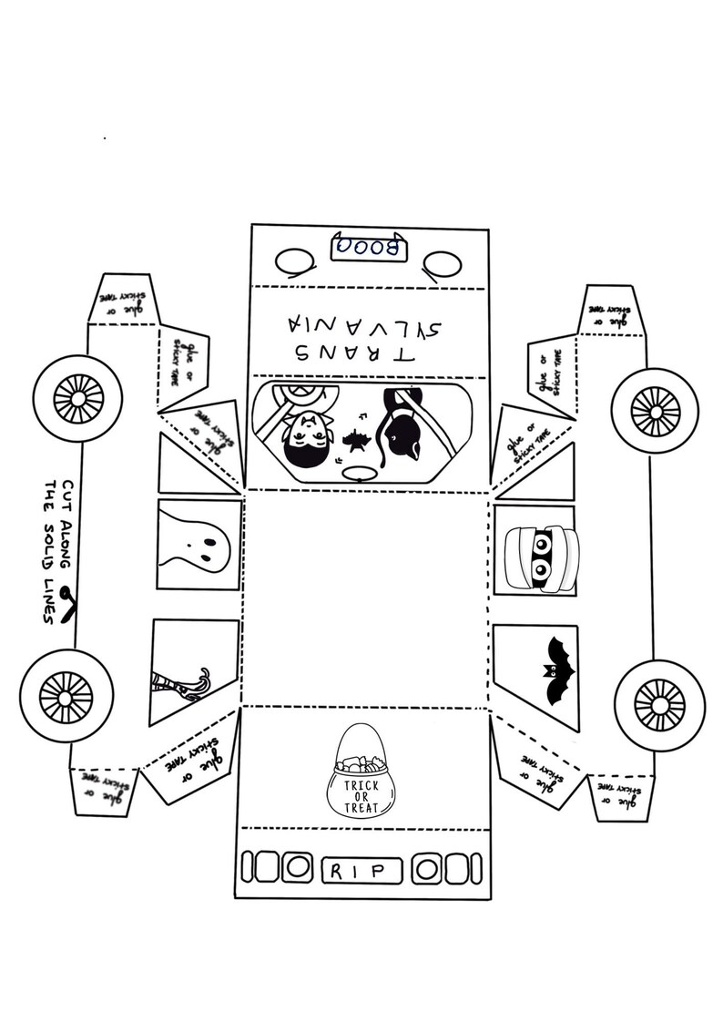 Spooky Car Halloween Activity: Printable Paper Craft for Kids (digital ...