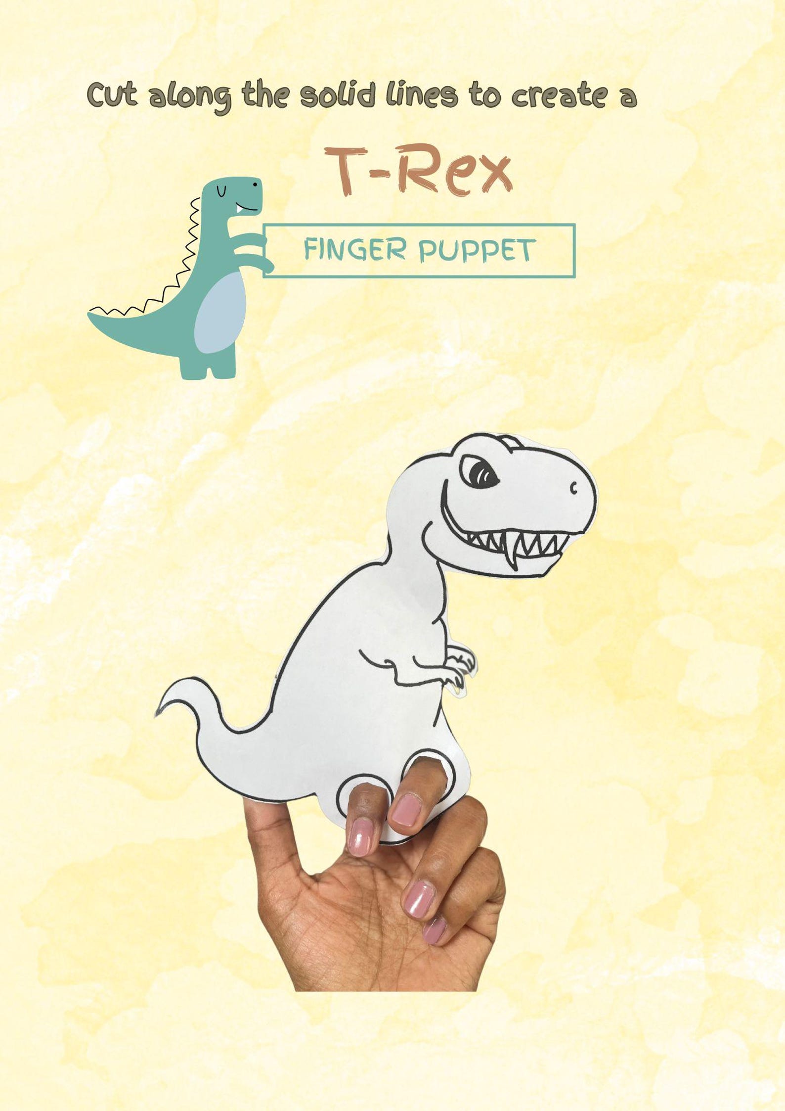T-rex Dinosaur Finger Puppet Downloadable Printable Kindergarten ...