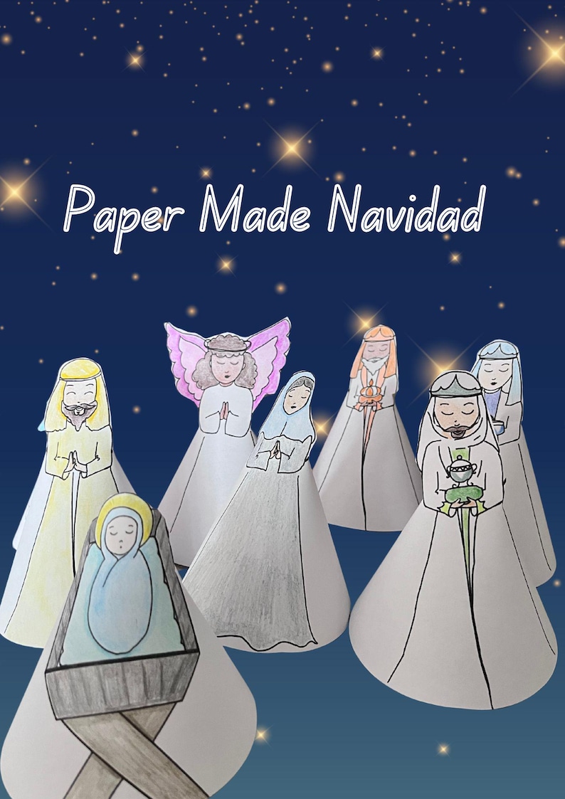 Paper Made Navidad Printable Coloring Page Activity for Kids Holiday ...
