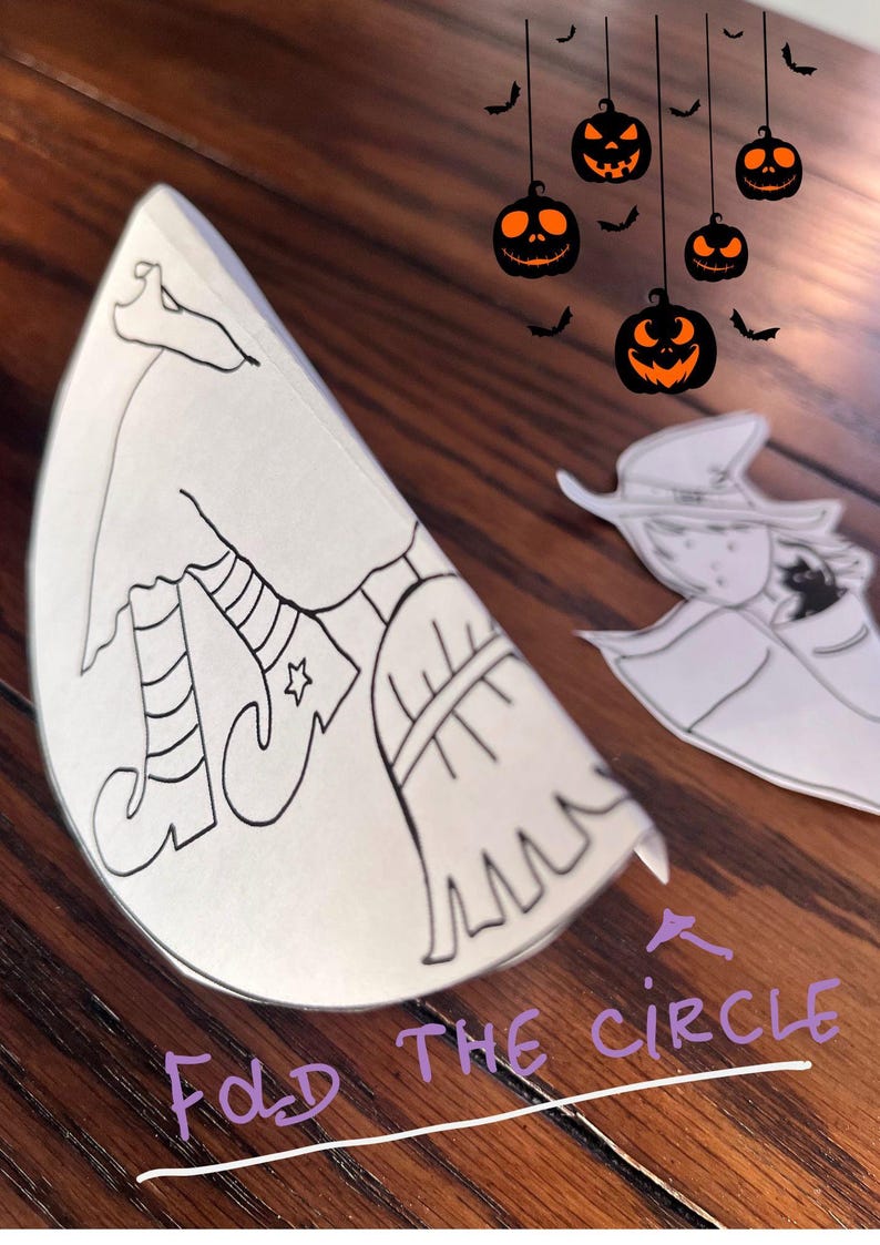 Flying Witch Halloween Activity: Color, Cut, Fold & Glue (printable ...