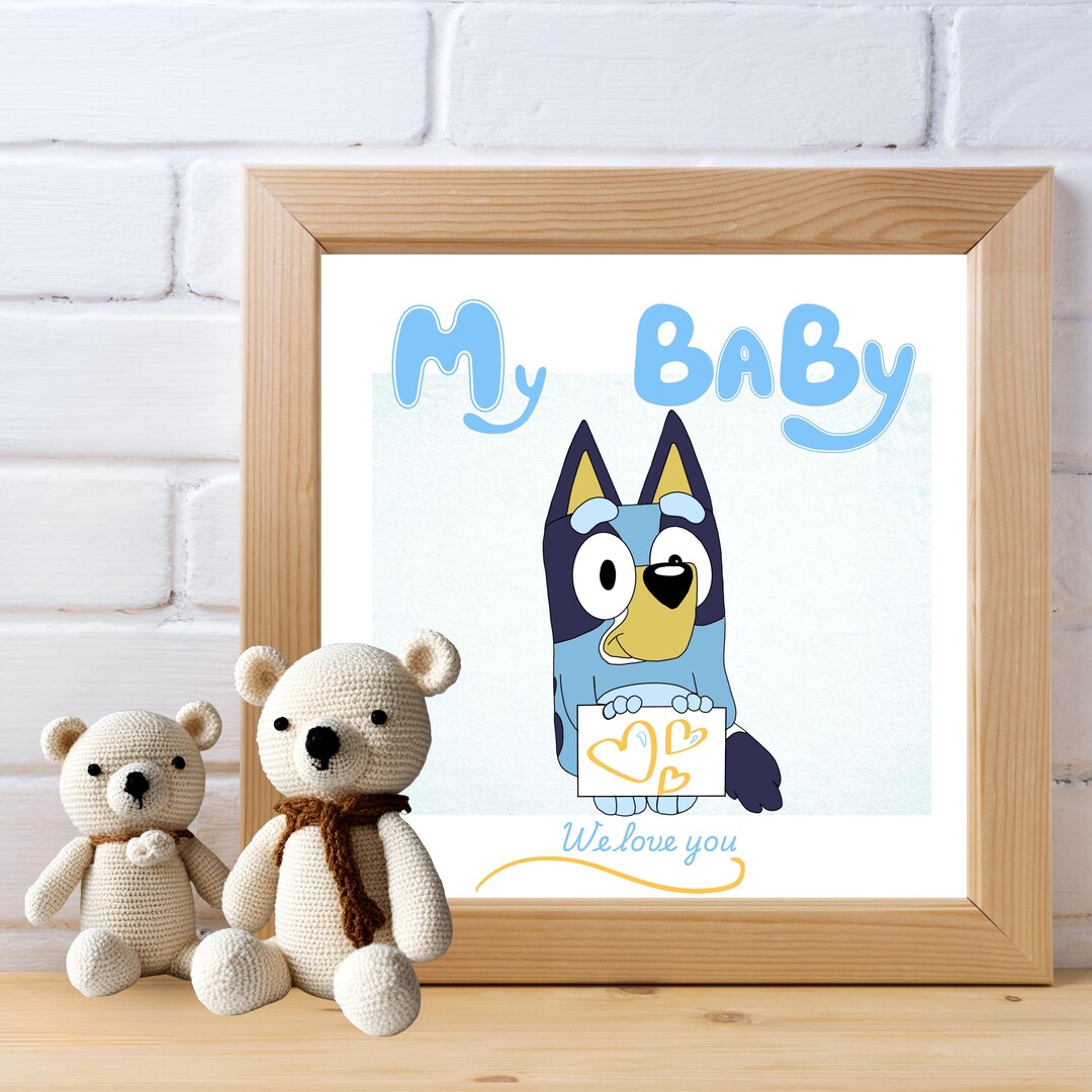 Nursery Kids Canvas Photo Tile - Bluey Canva Tile, Baby Room Decor ...
