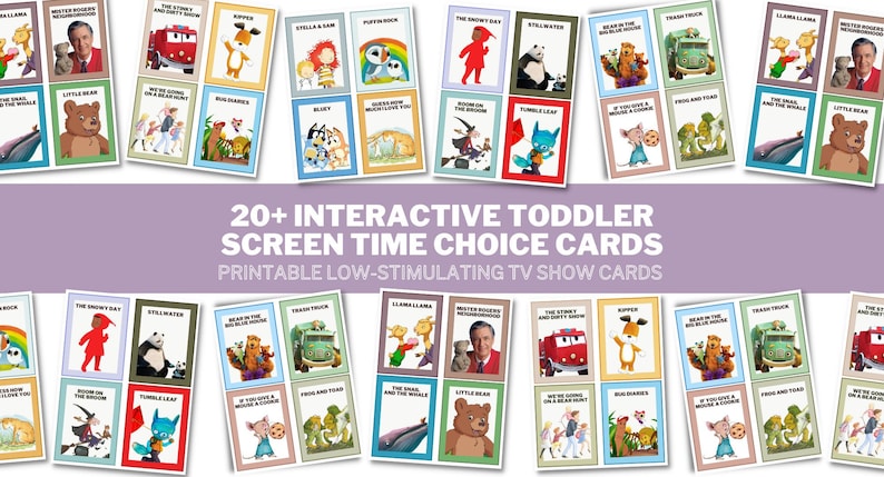 Interactive Toddler Screen Time TV Choice Flash Cards | Low-stimulating ...