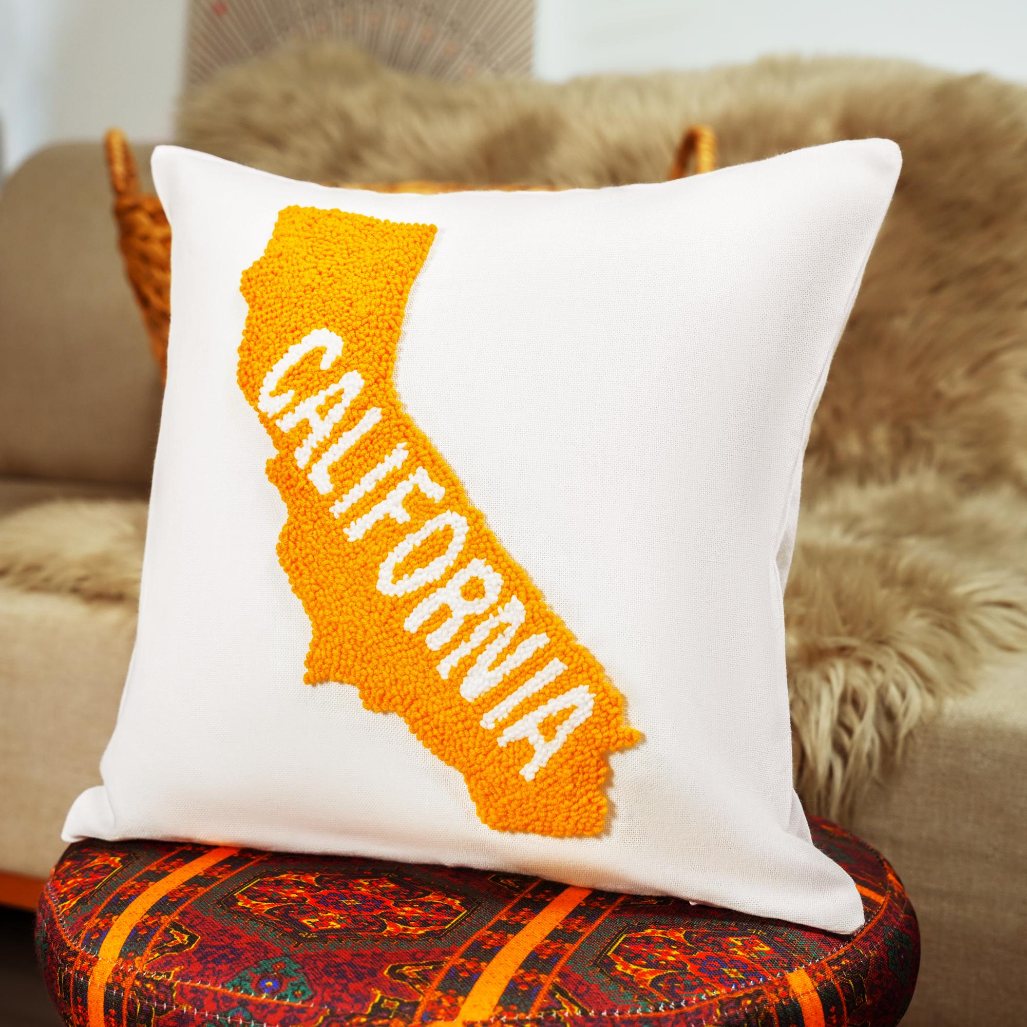 Personalized State Pillow, Punch Needle Embroidered Linen Throw Pillow ...