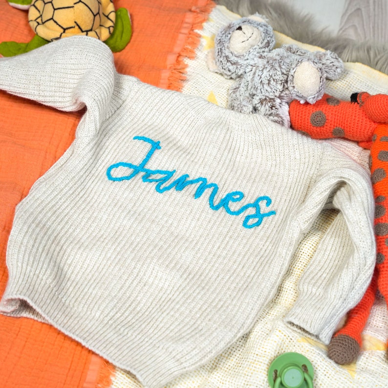 Suéter de bebé bordado personalizado, tejido de algodón, conjunto de ...