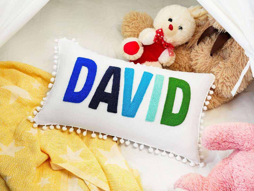 Personalize Name Punch Needle Tufty Pillow Gift for Newborn Baby Boy ...