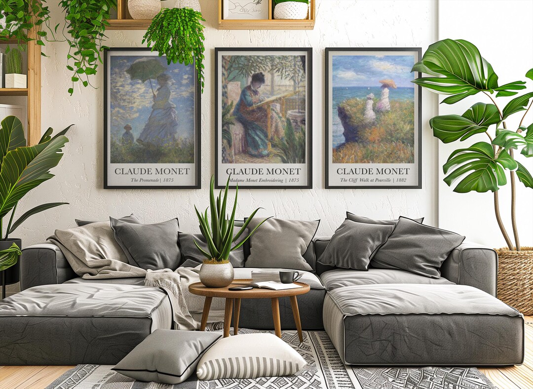 Claude Monet Impressionism Prints, Landscape Wall Art Triptych Set - Etsy