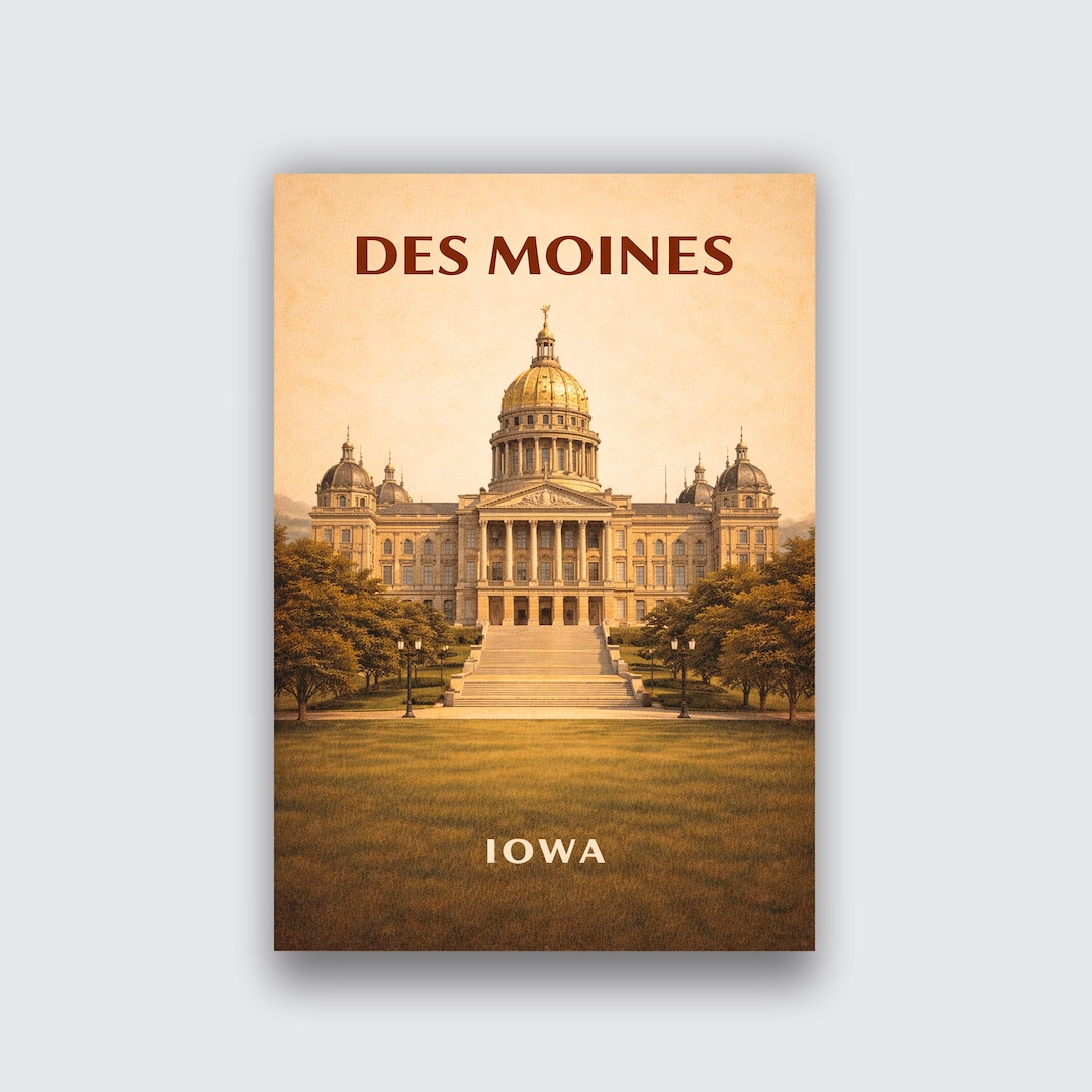 Des Moines State Capitol Poster, Iowa Vintage Wall Art, Classic ...