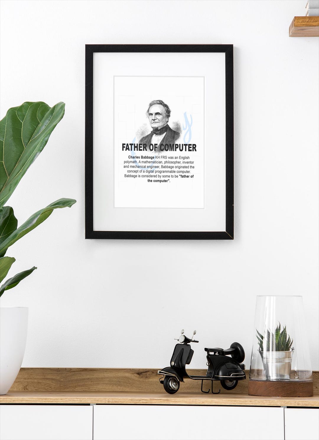 Charles Babbage Poster, Father of Computers Vintage Tech Art on Matte ...