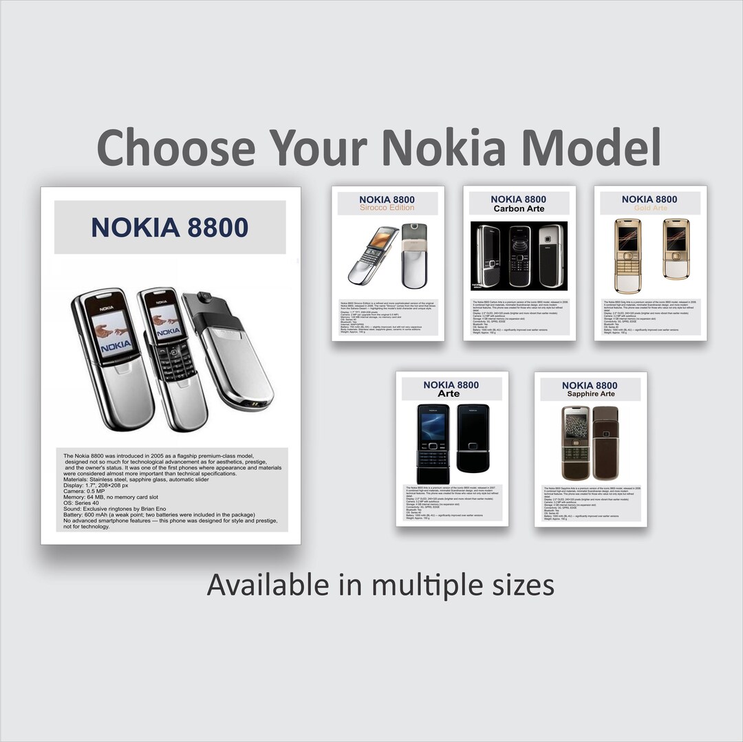 Nokia 8800 Poster, Choose Your Model, Arte Sirocco Carbon Gold, Luxury ...