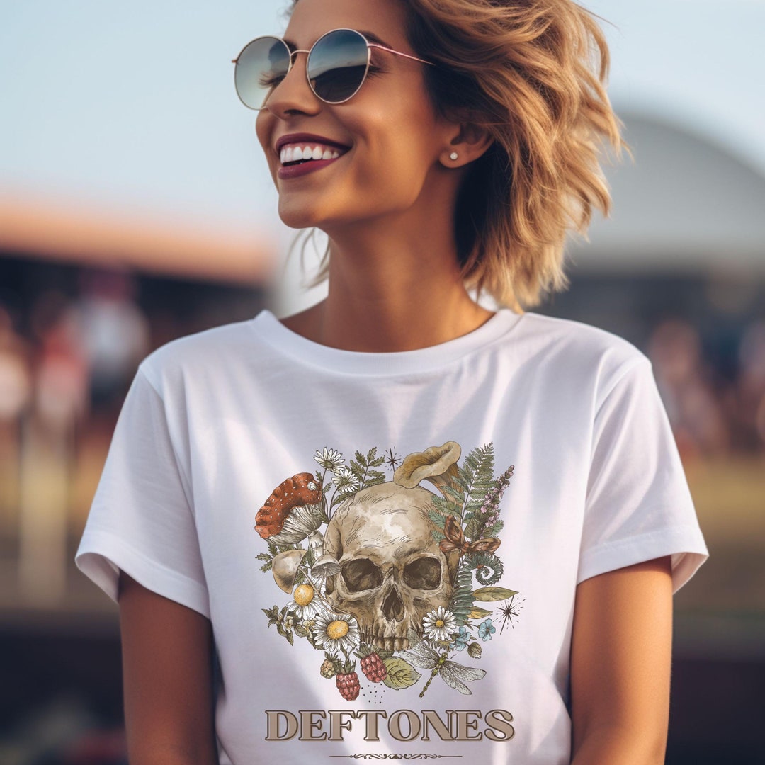 Deftones Skull and Flowers Unisex Tee, Alternative Rock Band Shirt ...