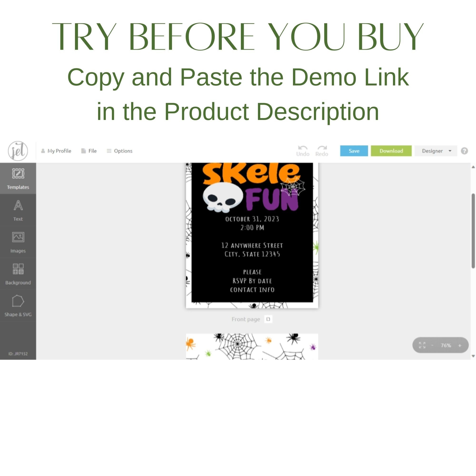 Editable Halloween Party Invitation Skelefun / Digital - Etsy