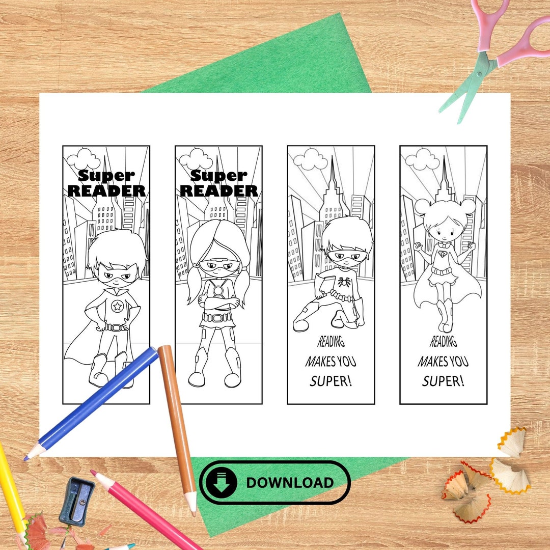 Printable Bookmarks for Kid Readers - Super Readers Boy and Girl - Set ...