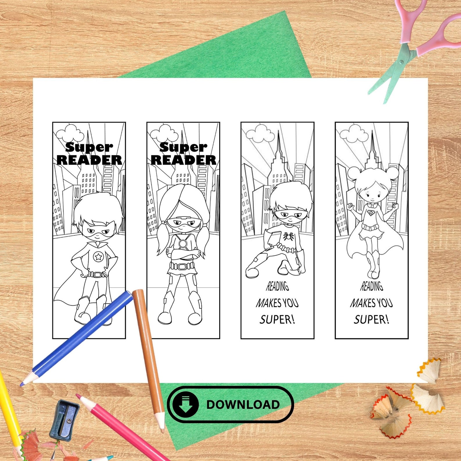 Printable Bookmarks for Kid Readers - Super Readers Boy and Girl - Set ...