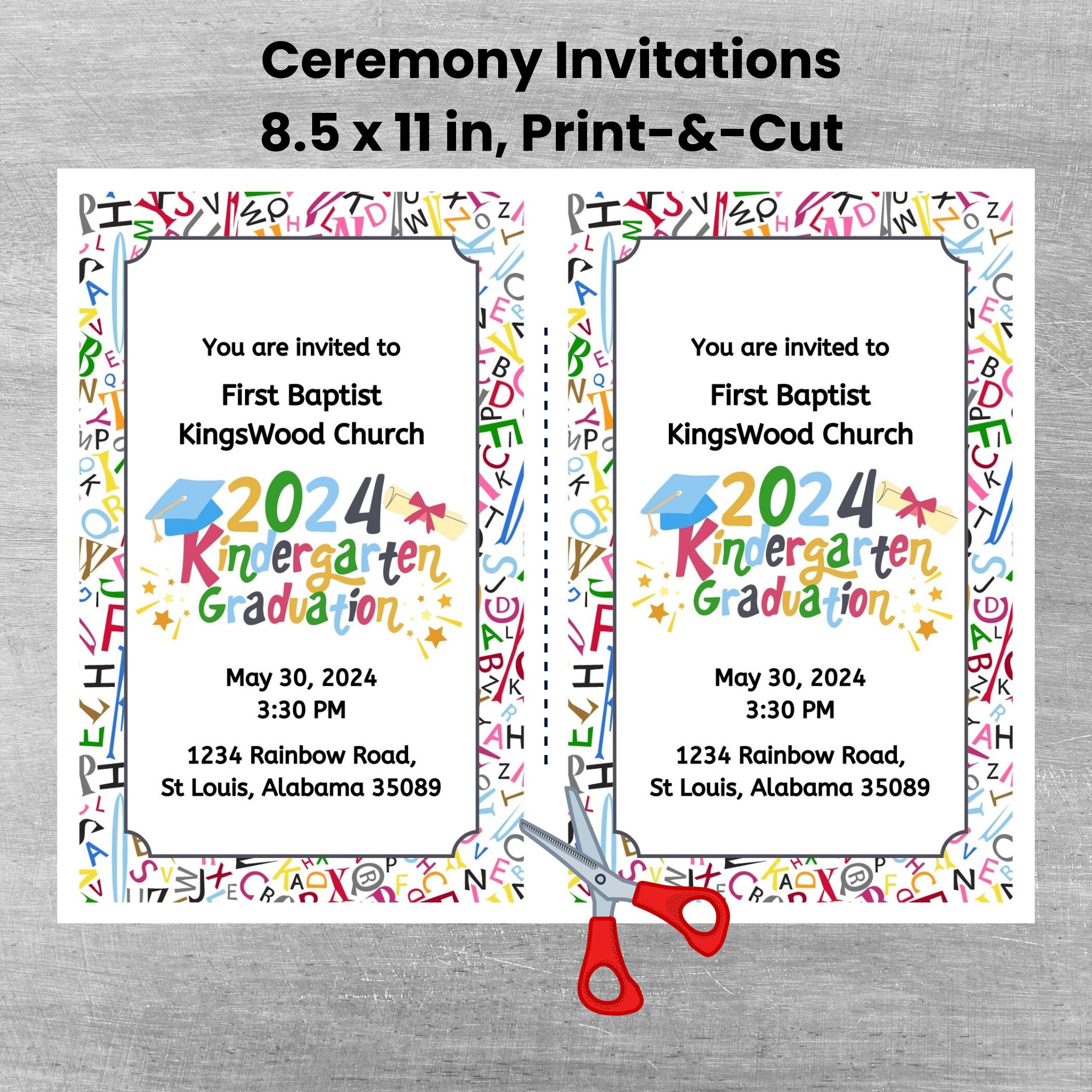 Editable Kindergarten Graduation Diploma, Certificate, Program ...