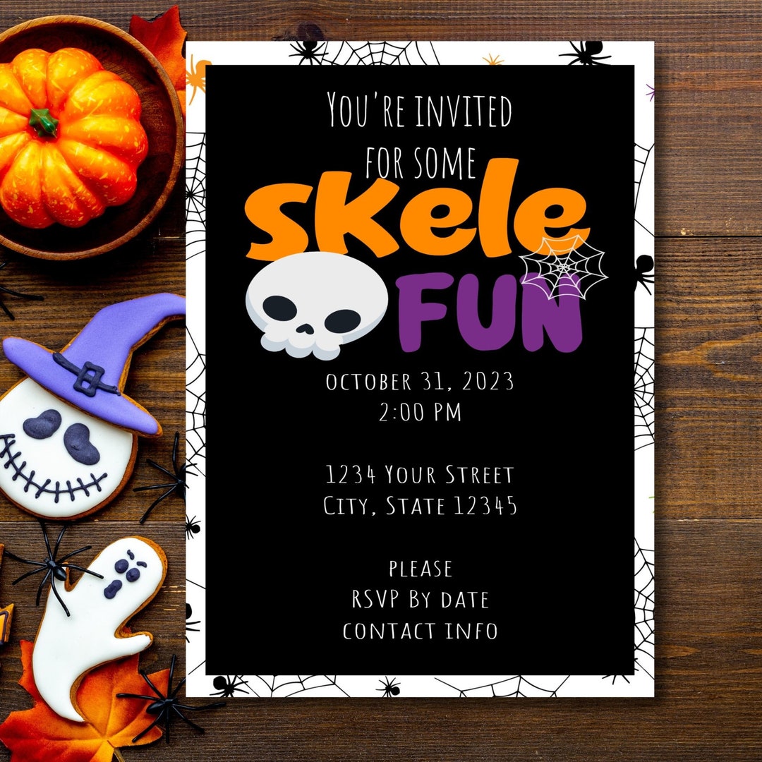Editable Halloween Party Invitation Skelefun / Digital - Etsy