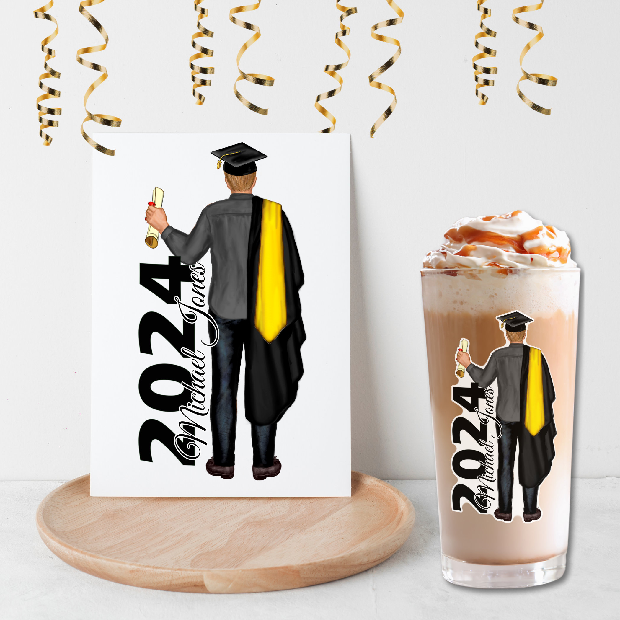 Custom Digital Image | Clipart | Personalized Guy Graduate W/ Name and ...