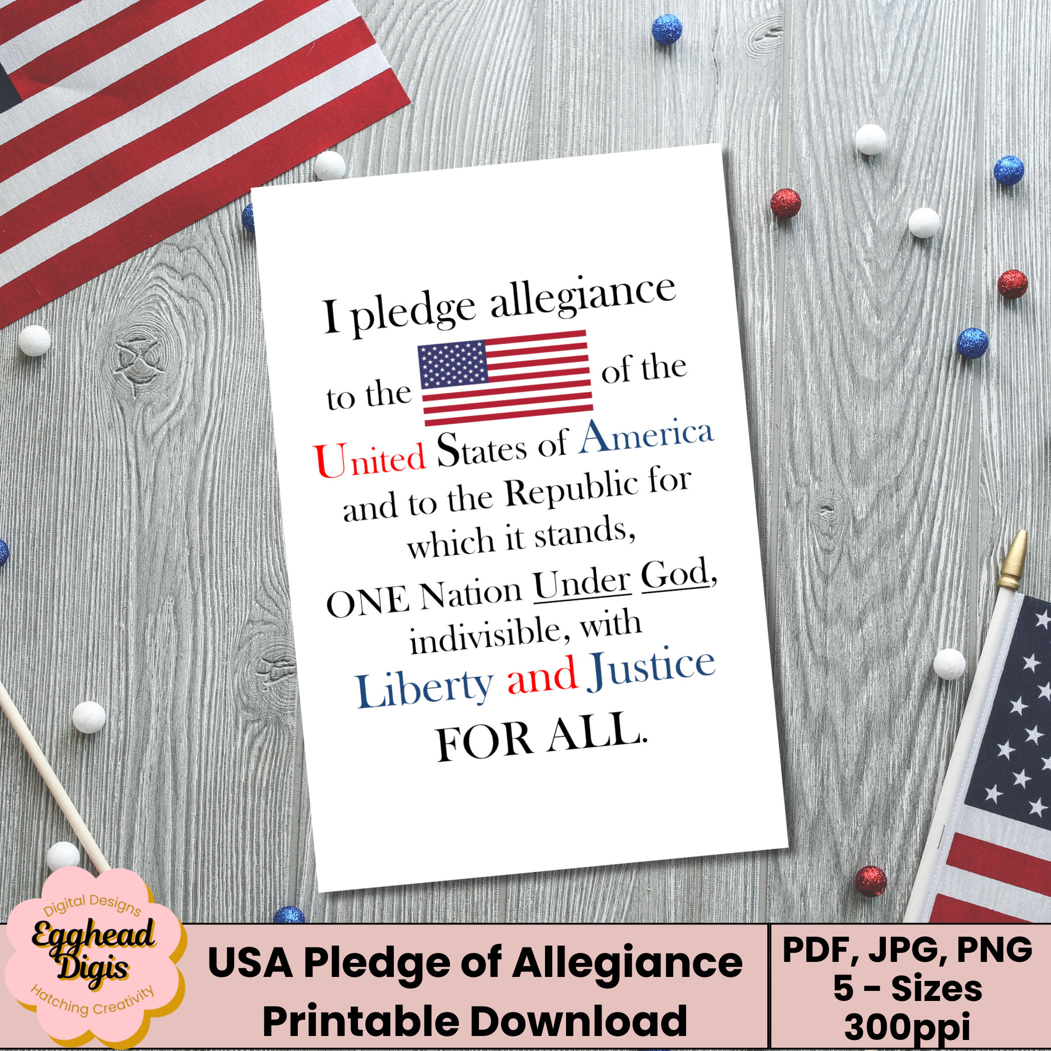 USA Pledge of Allegiance Clipart and Printable Downloads - 5 Download ...