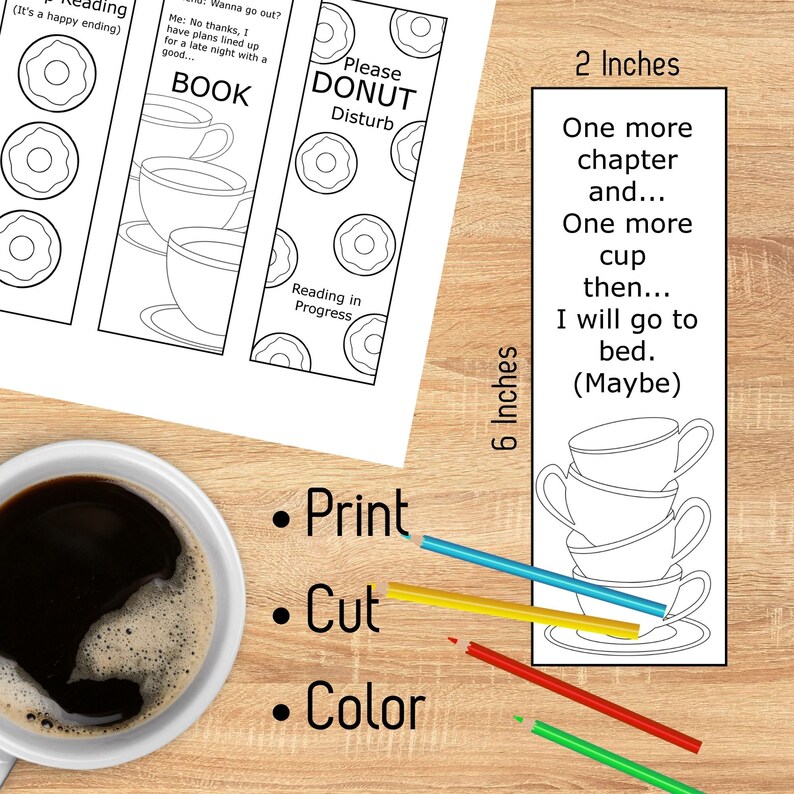 Printable Bookmarks - Coffee and Donuts Reading Time - Ready to Print ...