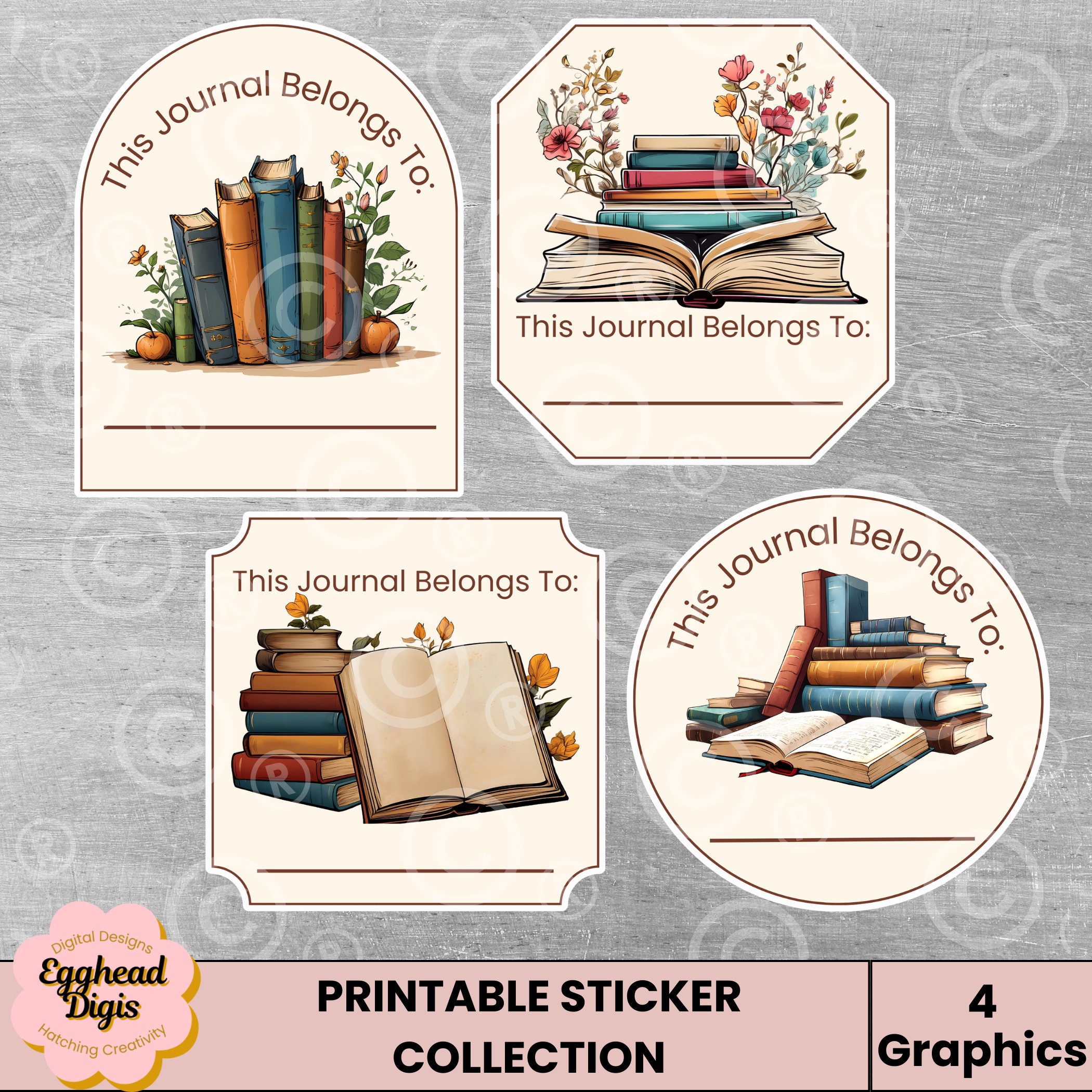 Digital Image | Printable Labels - This Journal Belongs to - Watercolor ...