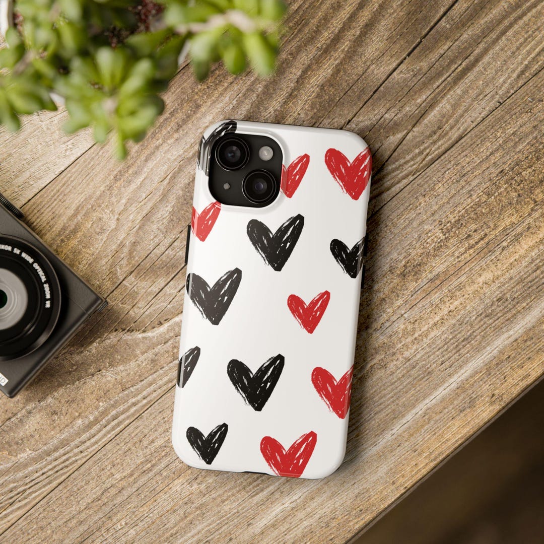 Red and Black Heart Phone Cases, Valentine’s Day Phone Case, Cute ...