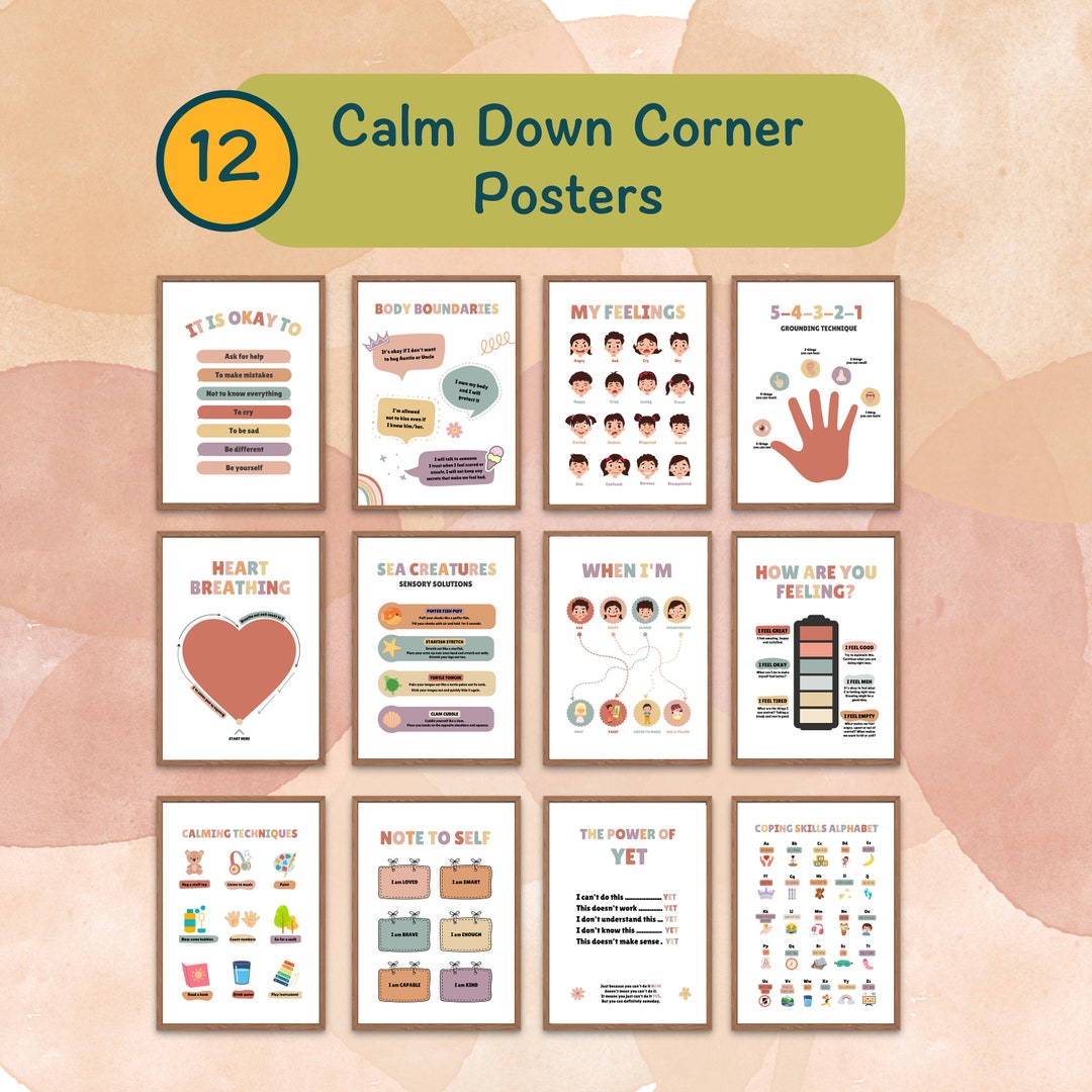 Set of 12 Calm Down Corner Posters Calm Down Posters ASD - Etsy