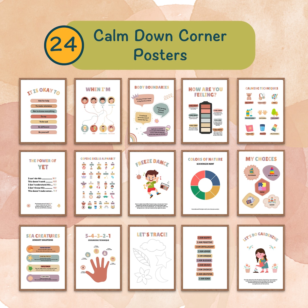 Set of 24 Calm Down Corner Posters Calm Down Posters ASD - Etsy
