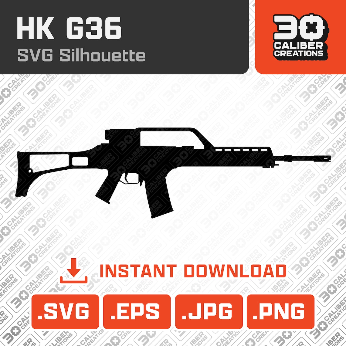 HK G36 SVG Silhouette Gun Cricut Files Rifle Gun AR G36 Sticker Clipart ...