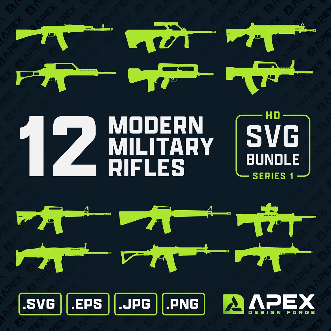 12 Modern Military Rifles SVG Bundle Military Weapon Svg - Etsy
