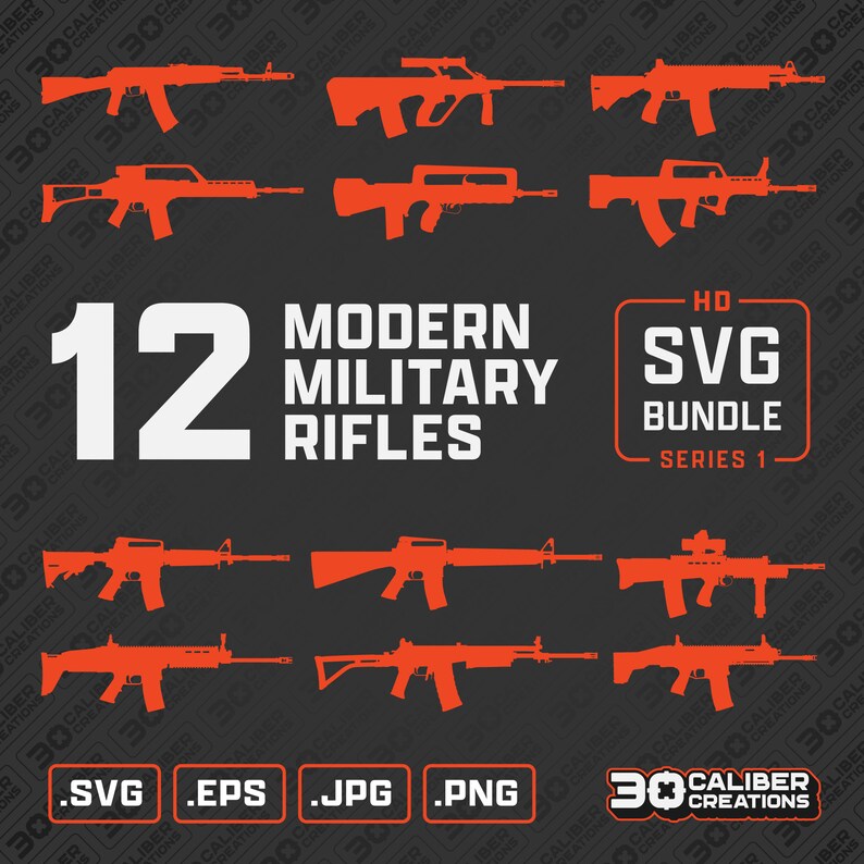 12 Modern Military Rifles SVG Bundle Military Weapon Svg - Etsy