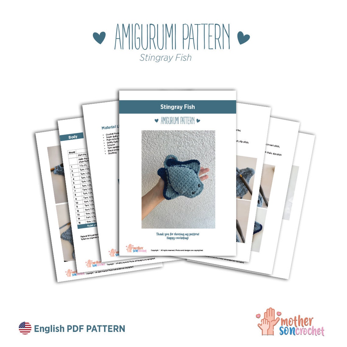 NO SEW Crochet Pattern Stingray Amigurumi Tutorial PDF - Etsy