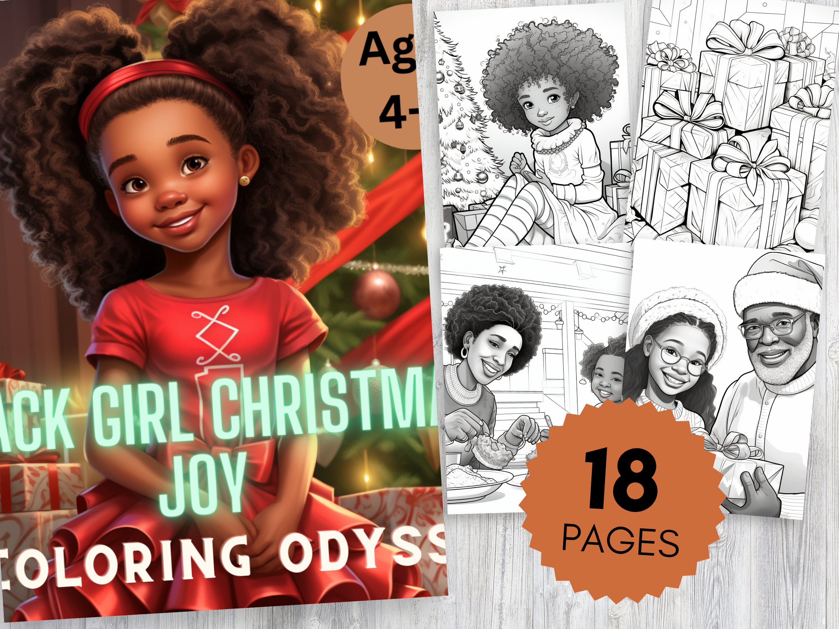 Black Girl Christmas Joy Coloring Book, Coloring Book Black Kids ...