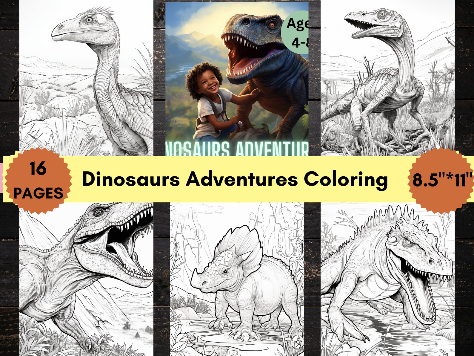 Dinosaurs Adventures Coloring Book A Children's Book Where Prehistoric ...