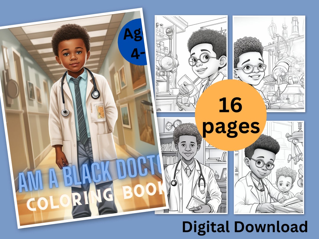 African American Boys Doctor Dream Coloring Book, Coloring Book for ...