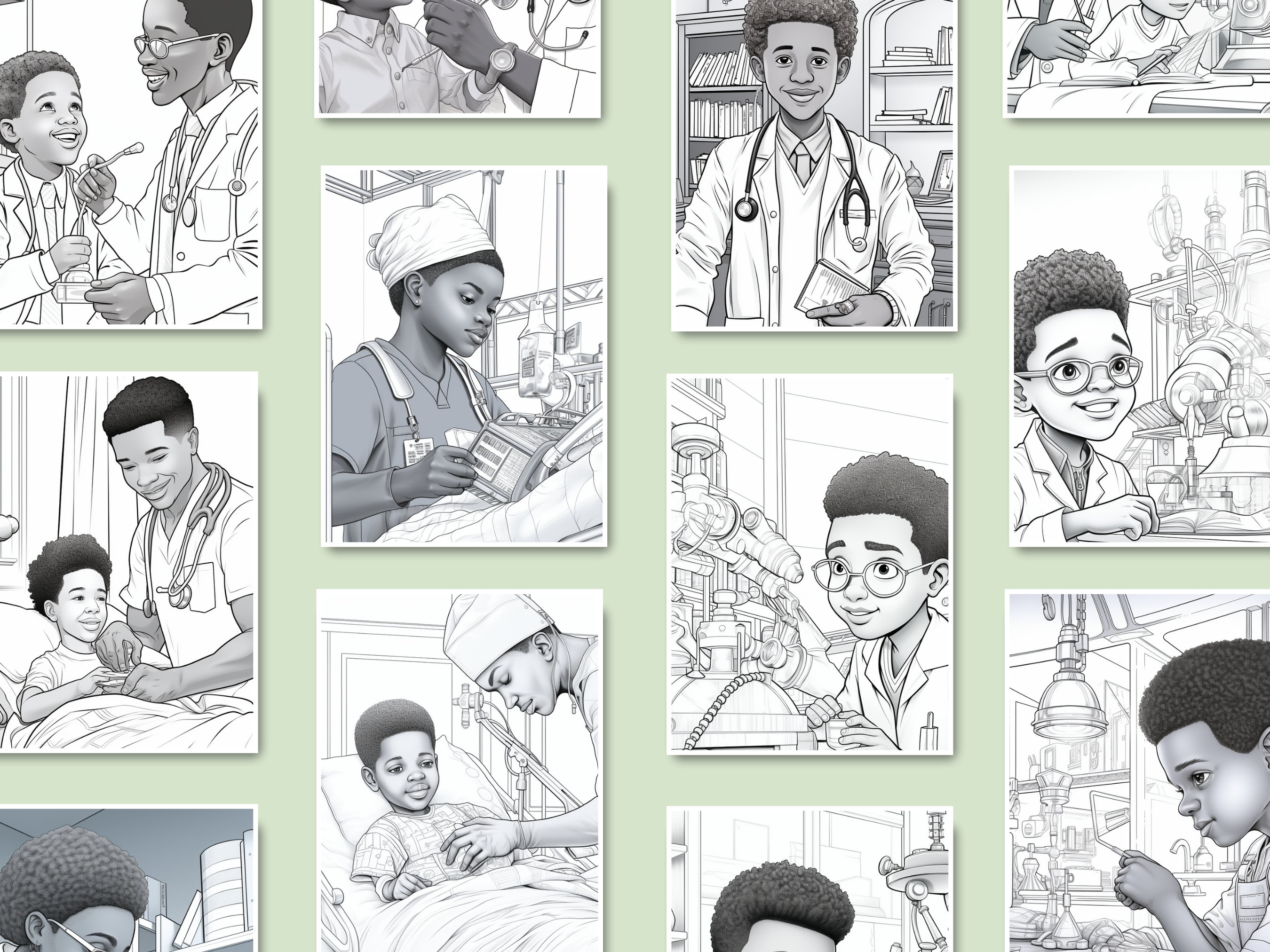 African American Boys Doctor Dream Coloring Book, Coloring Book for ...