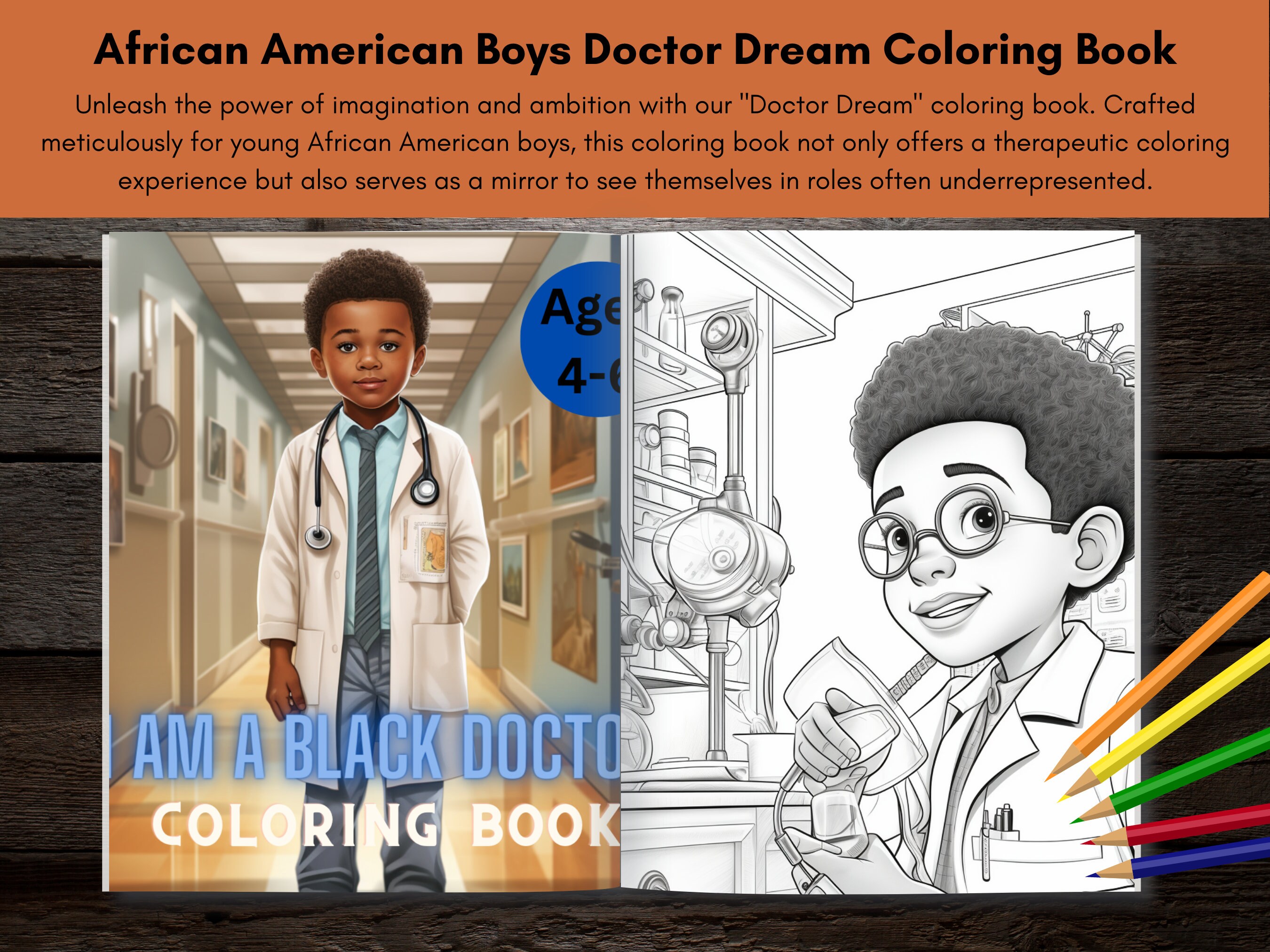 African American Boys Doctor Dream Coloring Book, Coloring Book for ...