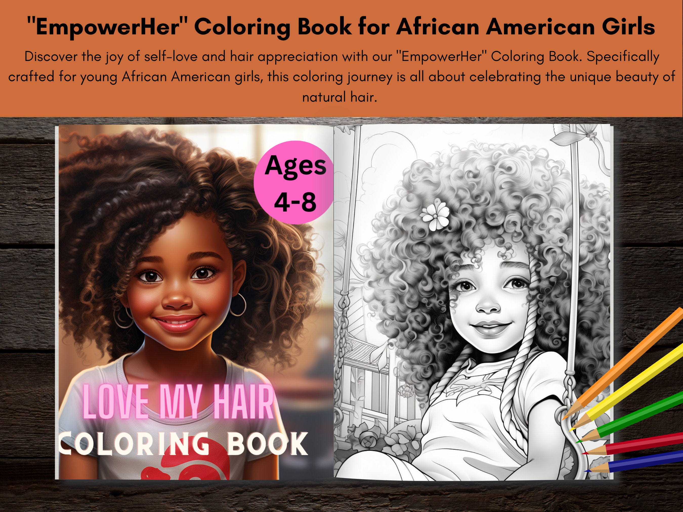 Empower Her Coloring Book for African American Girls, Coloring Book for ...